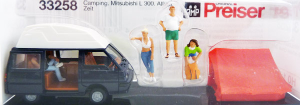 Preiser Mitsubishi L 300 Allrad Campingset mit Zelt und Figuren, #33258 ...